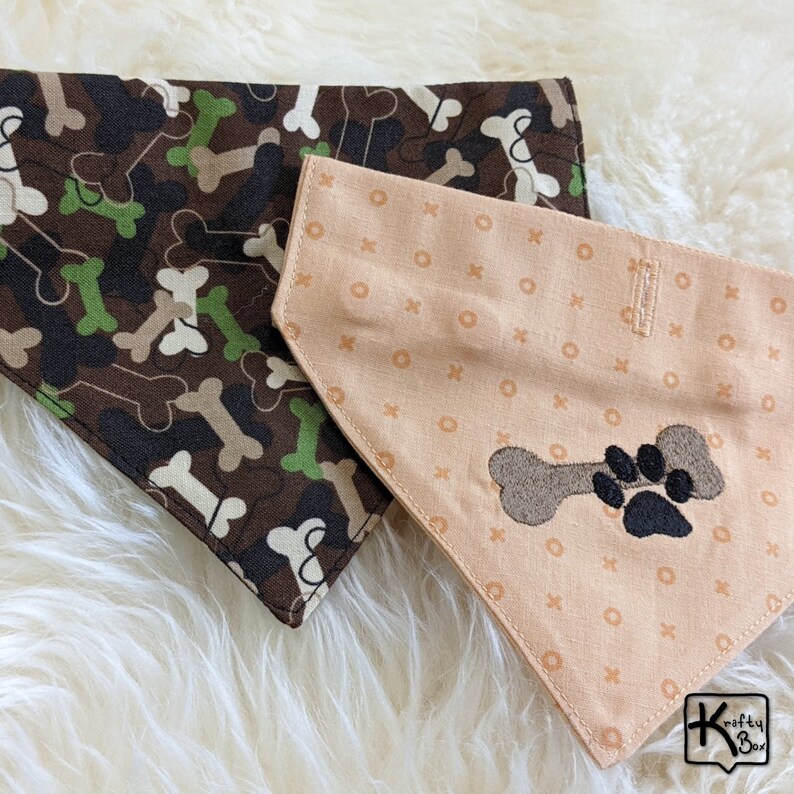 Dog Bandana Set Snap on Collar Cotton Fabric Embroidered - Etsy
