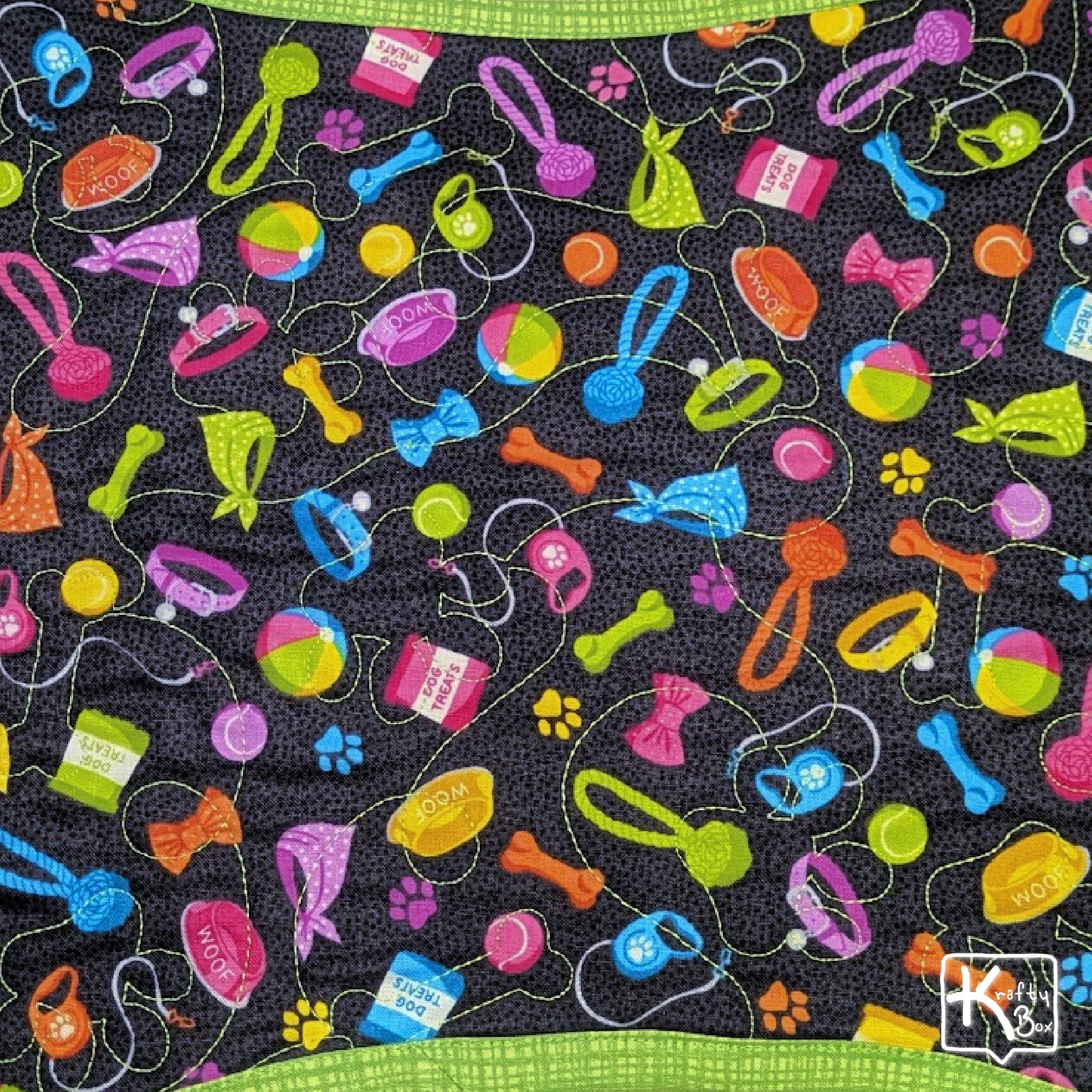 Dog Placemat Bone Shape Colorful Dog Toys Design Handmade Quilted ...