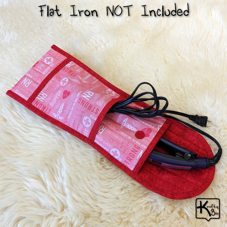 Curling Iron Flat Iron Travel Bag Heat Protective Case Pink Fabric ...