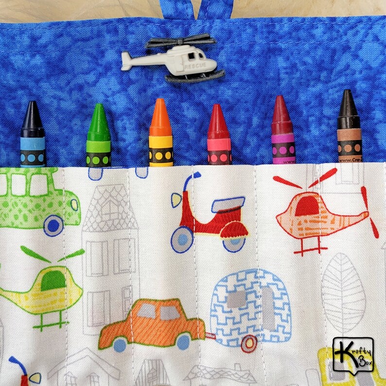 Crayon & Coloring Bag for Kids Art Tote Fun Vehicles Fabric With ...