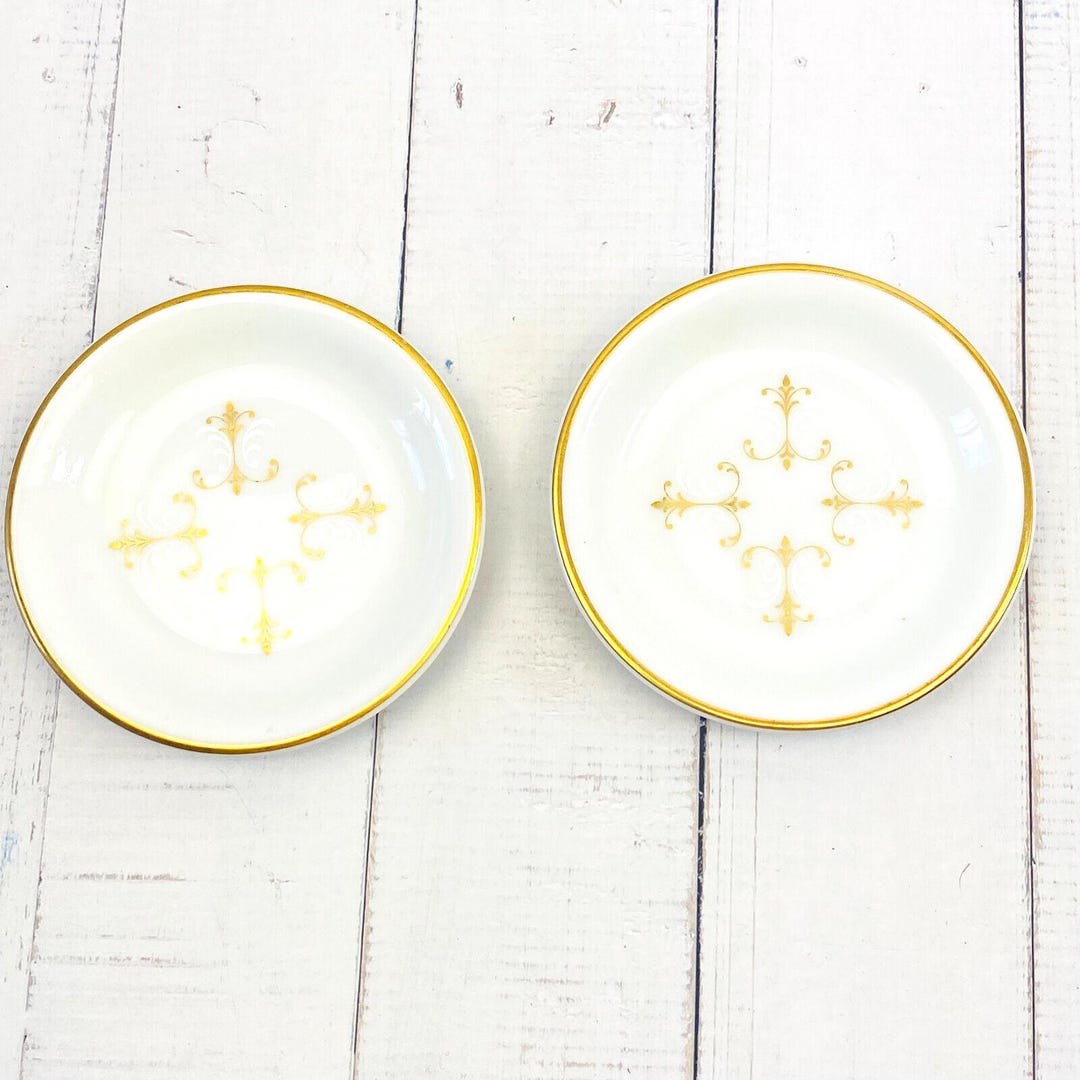 Noritake Courtney Butter Pats Vintage Ceramic White and Gold Small ...