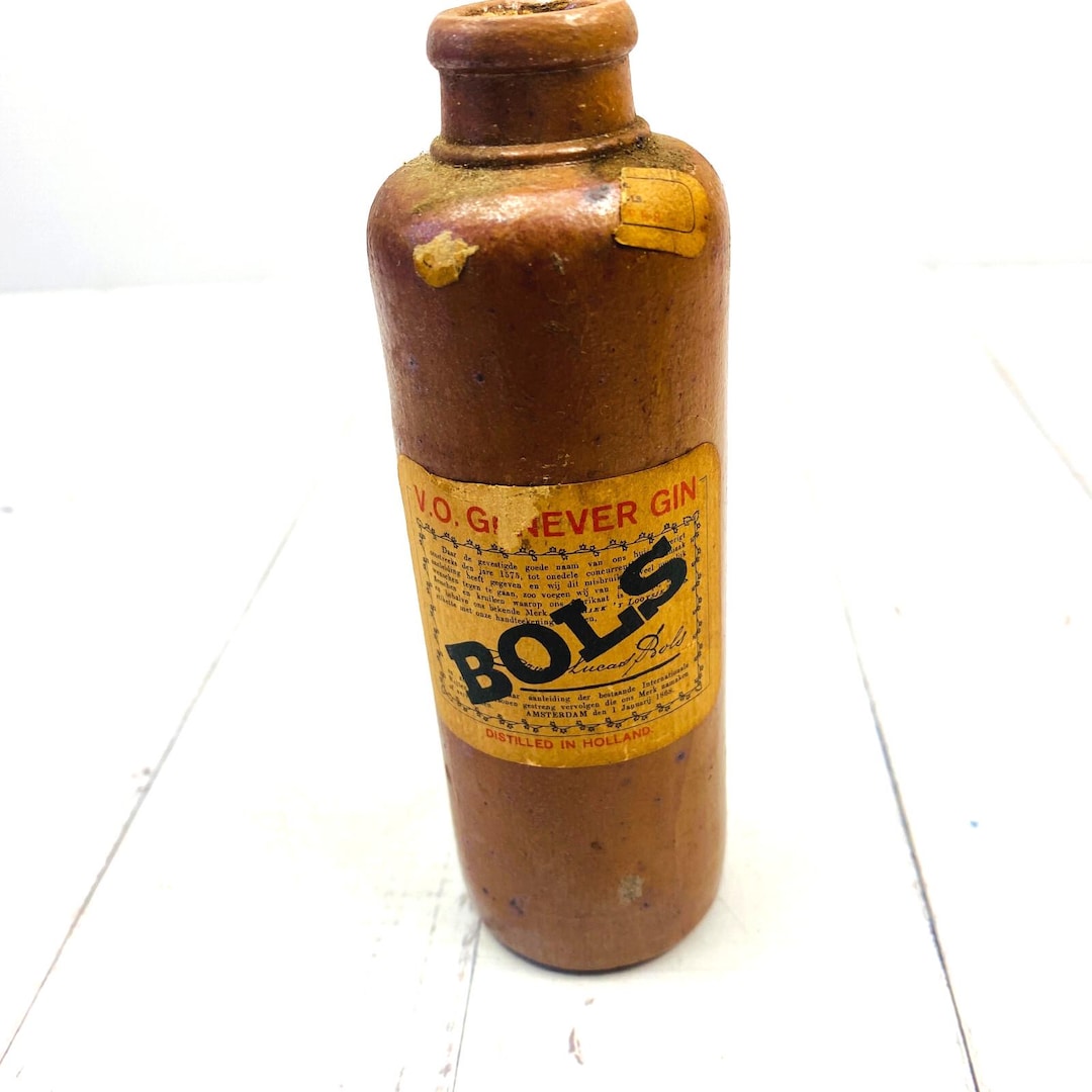 Vintage Bols Genever Gin Stoneware Bottle – Dutch Brown Pottery – 11 ...