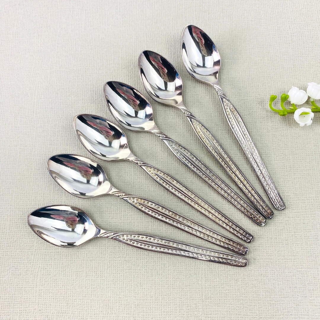 Grosvenor Flamenco EPNS A1 Teaspoons Set of 6 Vintage Silver Plate Cutlery 9.5cm - Etsy