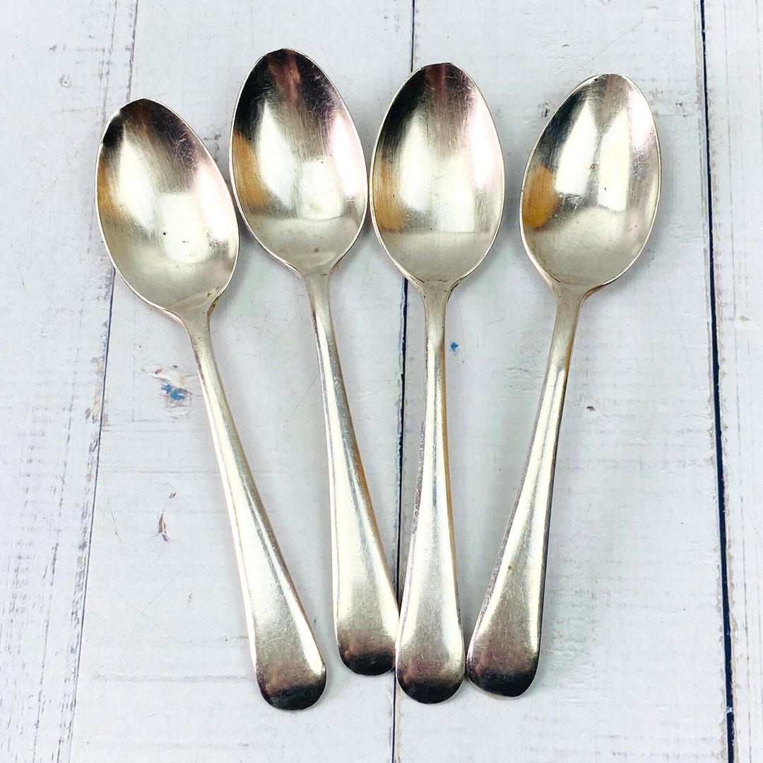 Grosvenor Silver Plate X 4 Teaspoons Rat Tail Cutlery Vintage 13cm EPNS ...