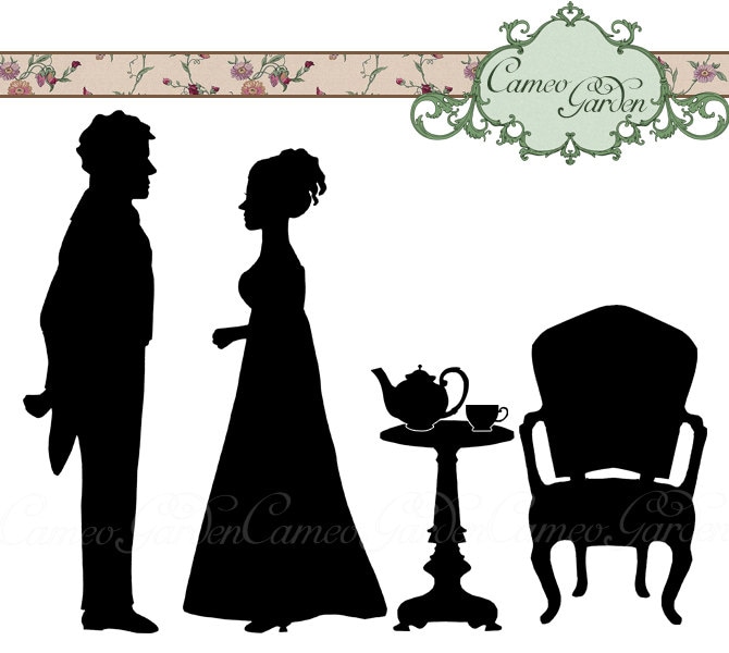 Digital Clipart - Silhouette Regency Couple - Clip Art for Scrapbooking ...