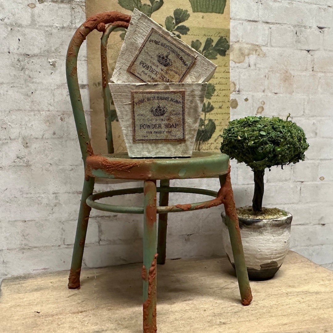 Dollhouse Miniature Rusty Chair, Miniature Parlor Chair, Dollhouse ...