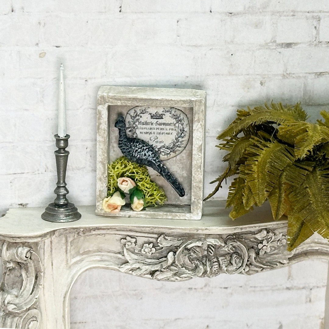 Dollhouse Miniature Mixed Media Elegance Unfurled Shadow Box, Mini ...