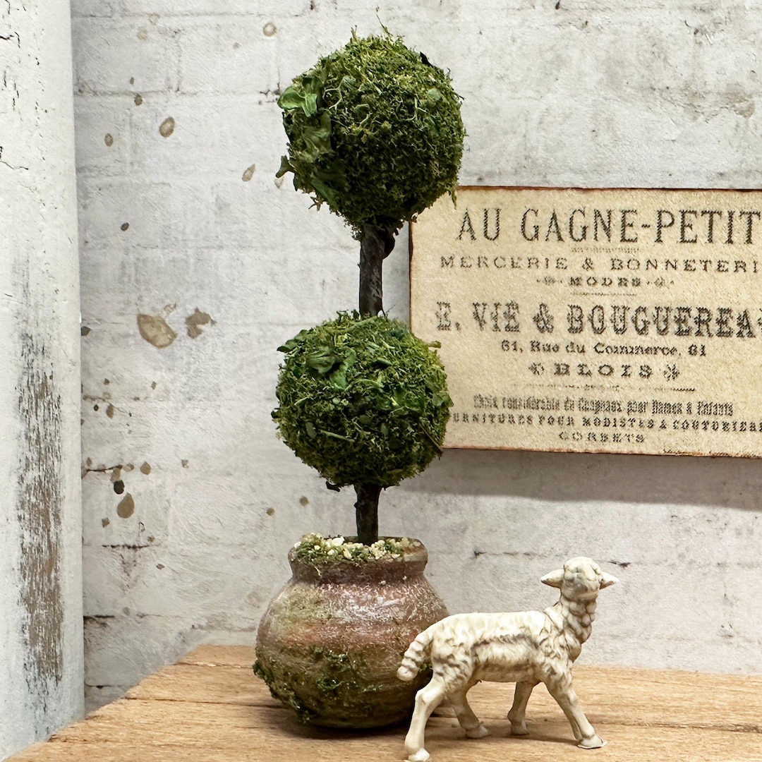 ONE (1) Dollhouse Miniature Double Orb Topiary, Dollhouse Plant, Mini ...