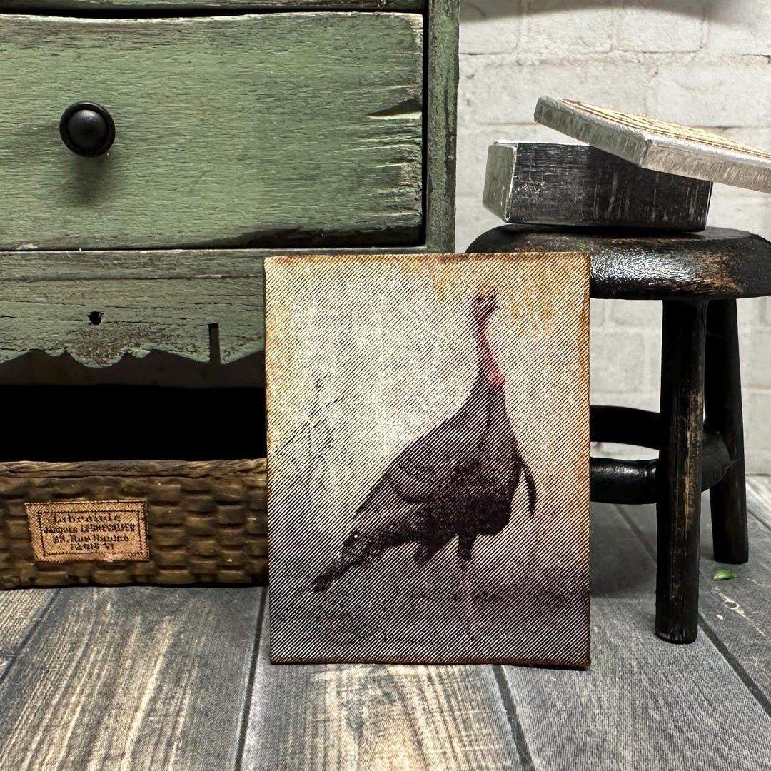 Dollhouse Miniature Vintage Turkey Wall Hanging, Miniature Thanksgiving ...