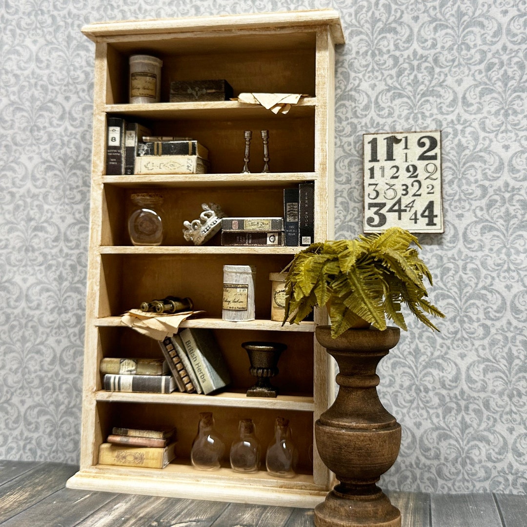 Dollhouse Miniature Bookcase, Miniature Book Shelf, Mini Library ...