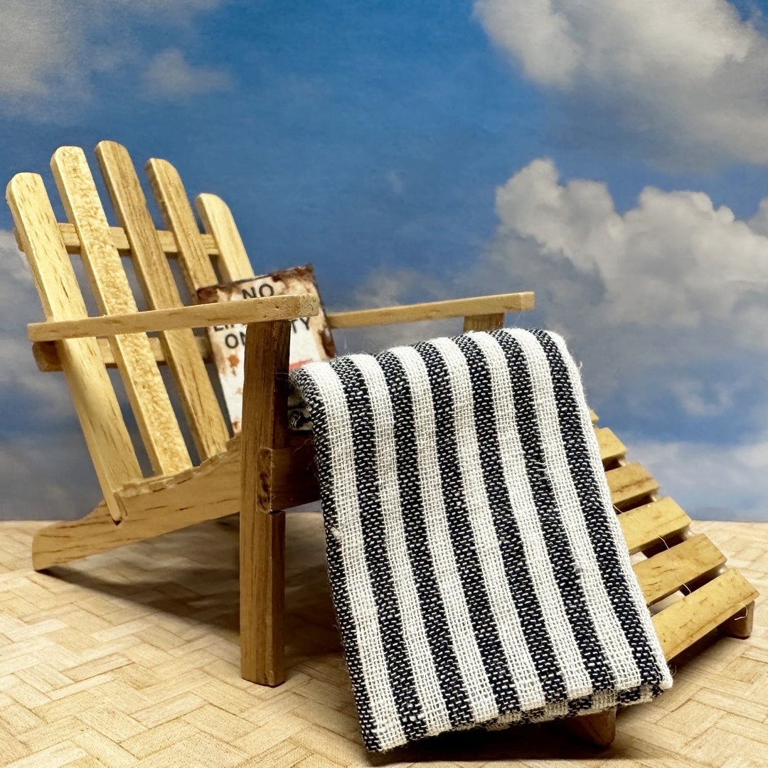 Miniature Dollhouse Adirondack Chair and Foot Stool, Miniature Beach ...