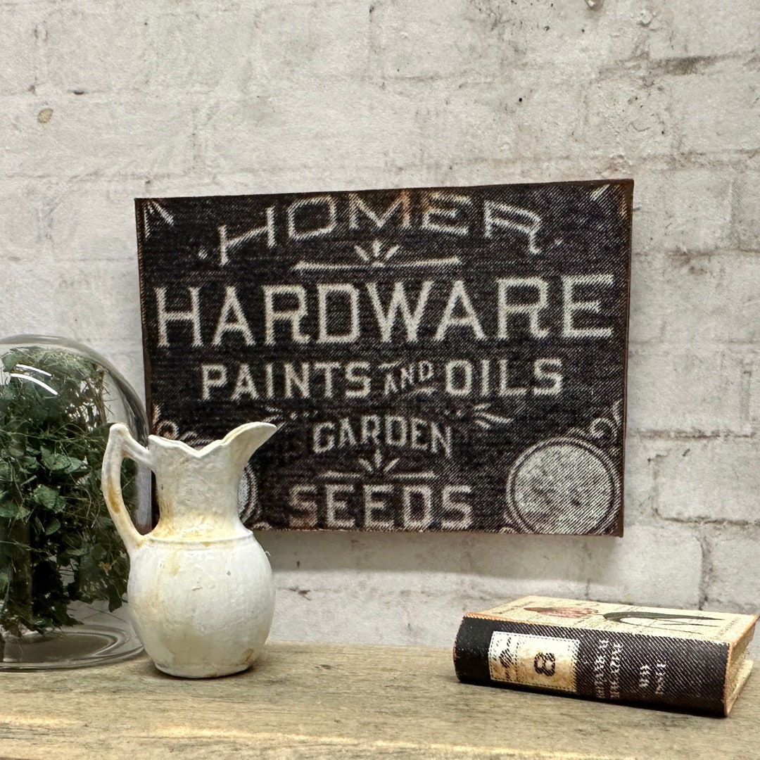 Dollhouse Miniature Vintage Industrial Shop Sign, Mini Print, Dollhouse ...