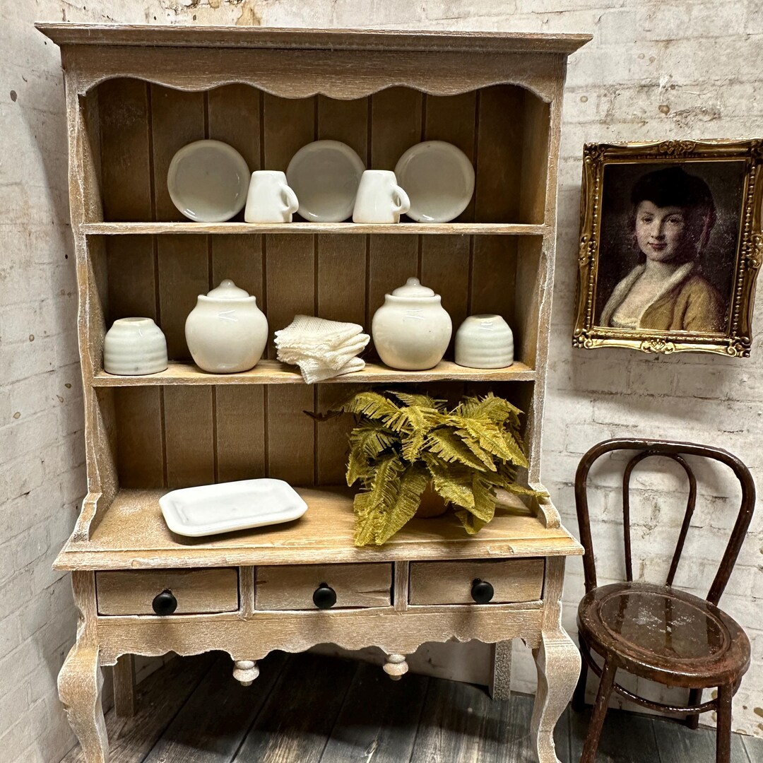 Dollhouse Miniature Hutch, Dollhouse Kitchen, Miniature Cabinet, 12 ...