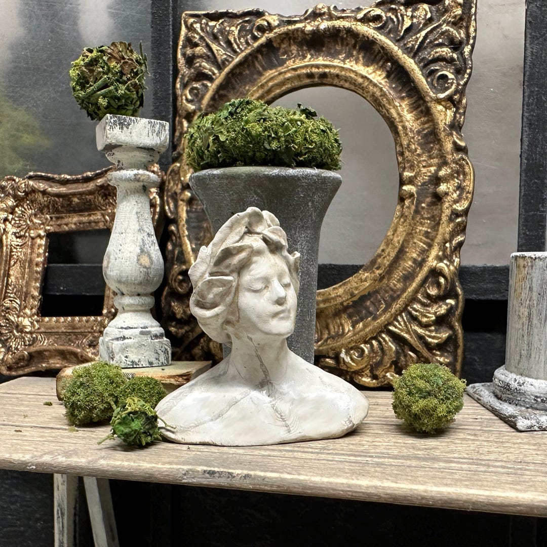 Dollhouse Miniature Female Sculpture, Miniature Bust of a Woman ...