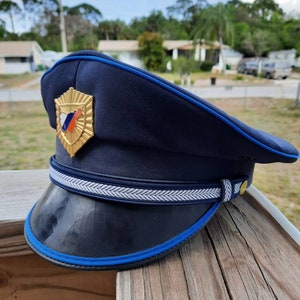 Vintage Slovenia Police Officer Europe Hat Helmet Cap Kepi Navy Blue ...