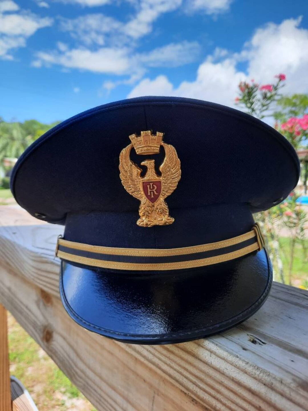 Vintage Italian Italy Police Officer Hat Helmet Cap Kepi Eagle ...