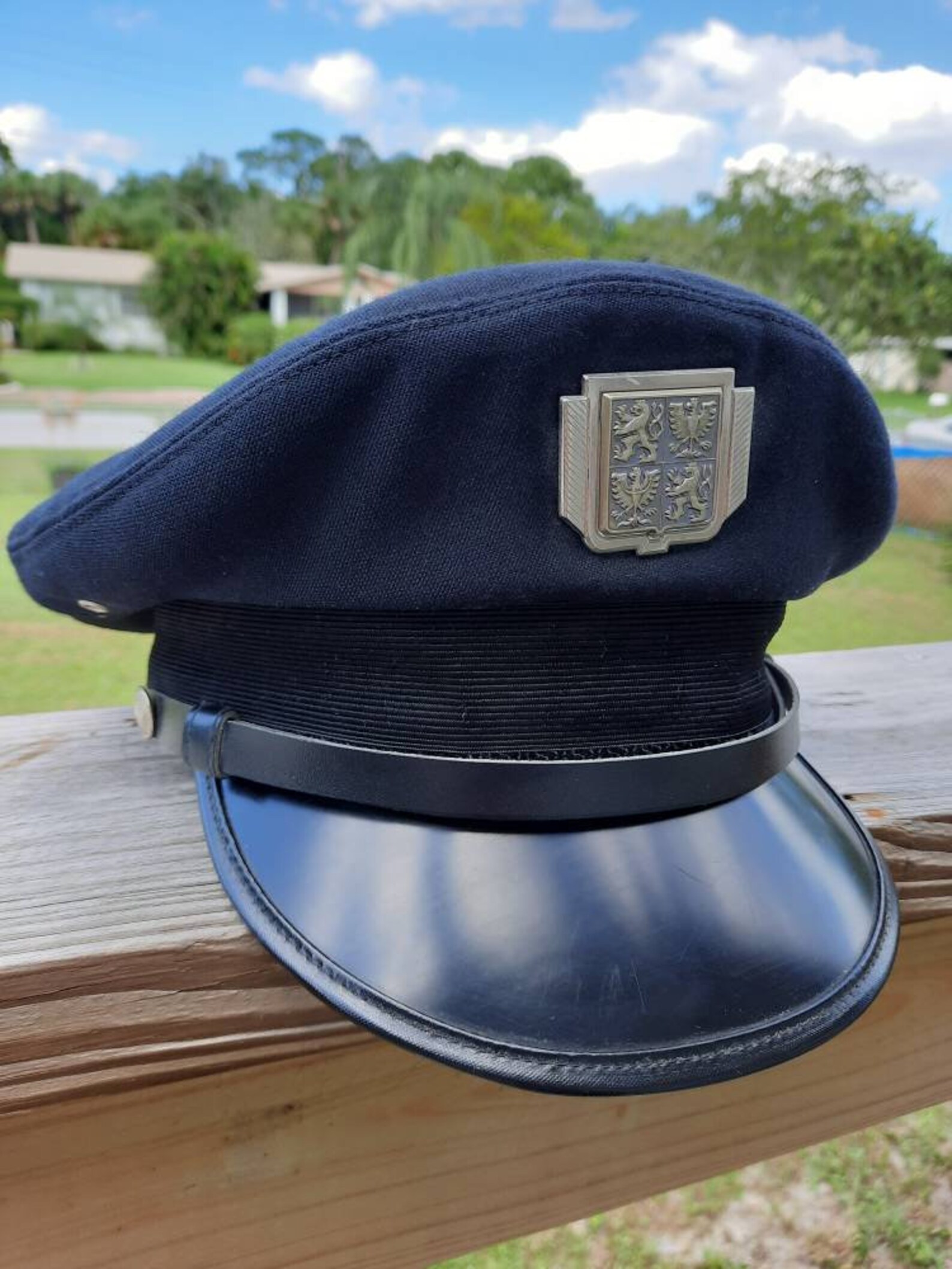 Vintage Czechoslavakian State Police Services Corp Officer Hat Helmet ...
