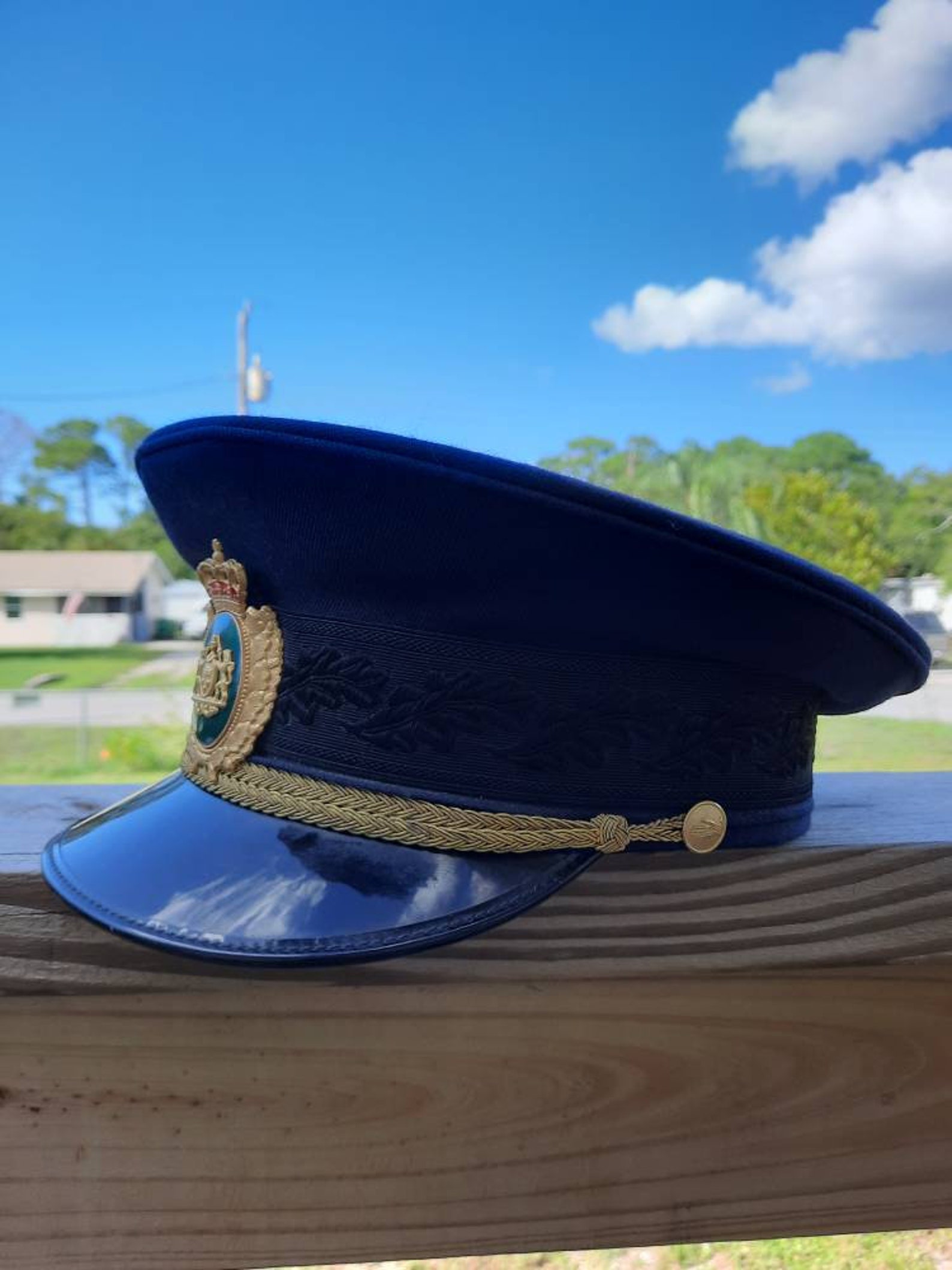Vintage Denmark Danish European Police Services Officer Hat Helmet Cap ...