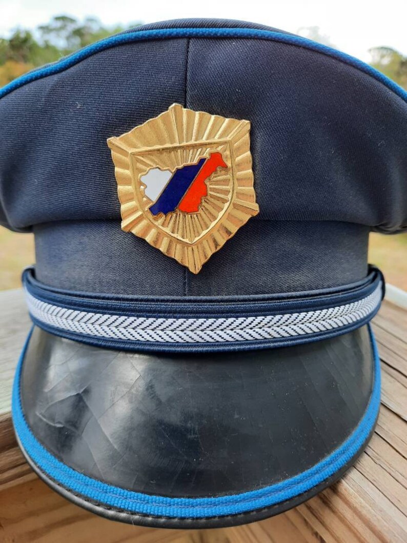 Vintage Slovenia Police Officer Europe Hat Helmet Cap Kepi Navy Blue ...