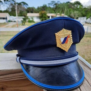 Vintage Slovenia Police Officer Europe Hat Helmet Cap Kepi Navy Blue ...