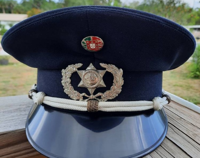Vintage Portugal Police Officer Hat Helmet Cap Kepi Navy Blue 1A Law ...