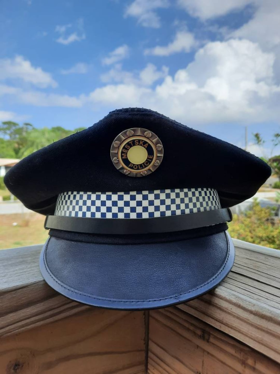 Vintage Mestska Policie Police Czech Republic Officer Hat Helmet Cap ...