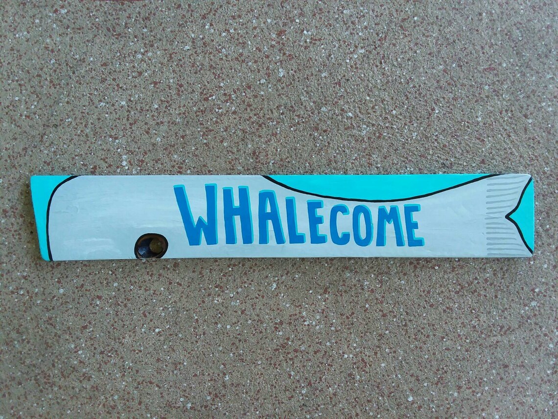 WHALECOME Welcome Sign Save the Whale Coastal Tiki Bar - Etsy