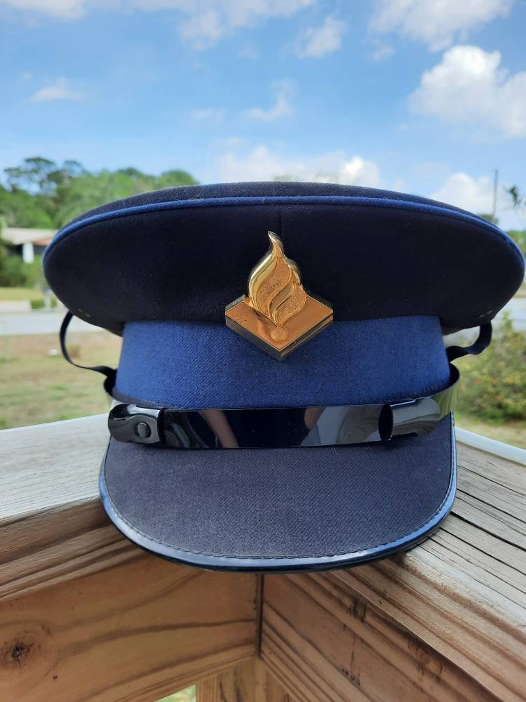 Vintage Netherland Police Officer Hat Helmet Cap Kepi Navy Blue 1A Law ...