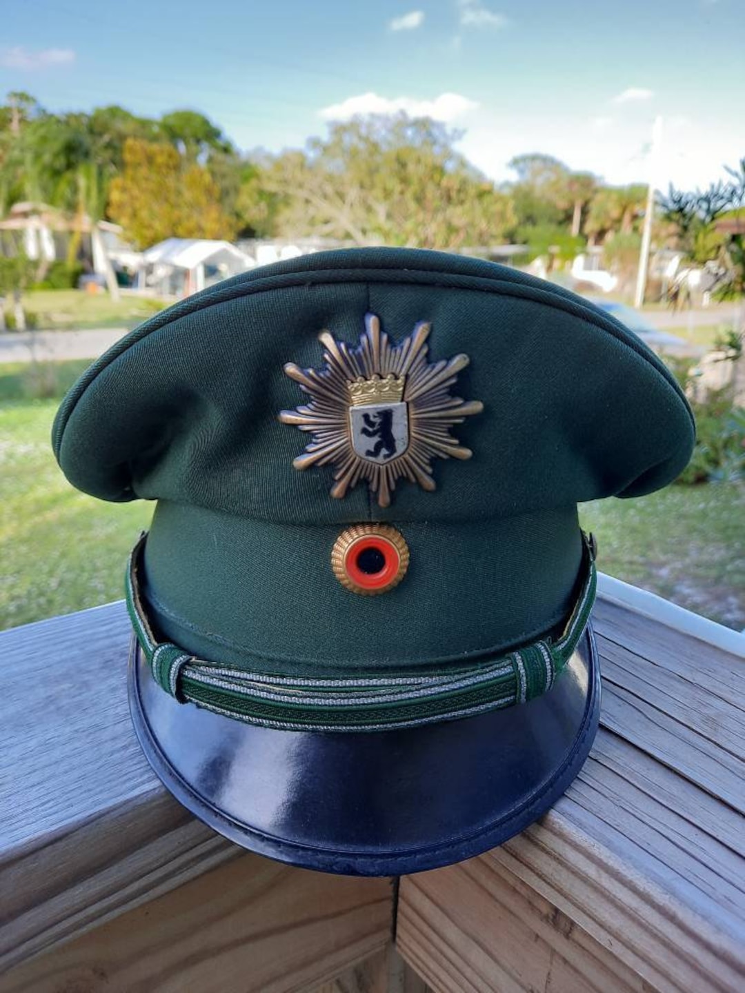 Vintage German Berlin State Police Cop Hat Helmet Cap Authentic Army ...
