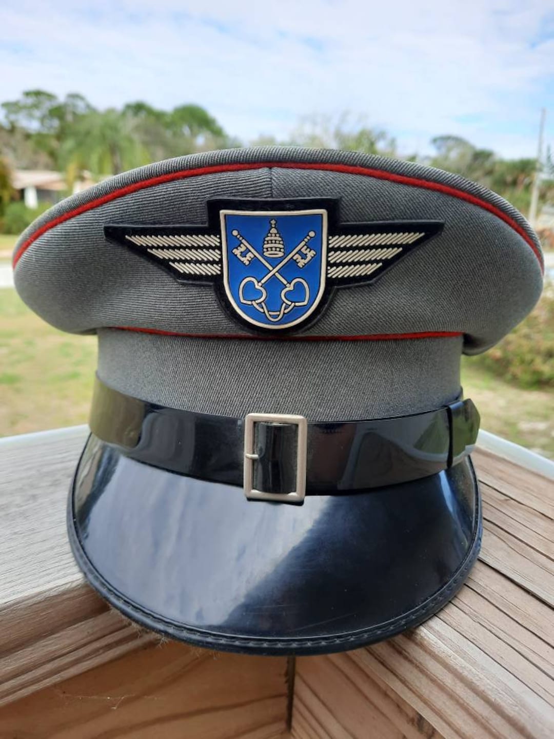 Vintage Swiss Switzerland Ascona Police Services Officer Hat Helmet Cap ...