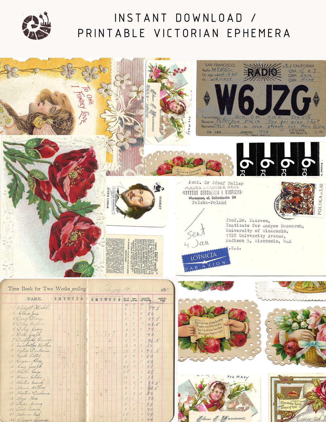 Vintage Printable Victorian Ephemera - Etsy