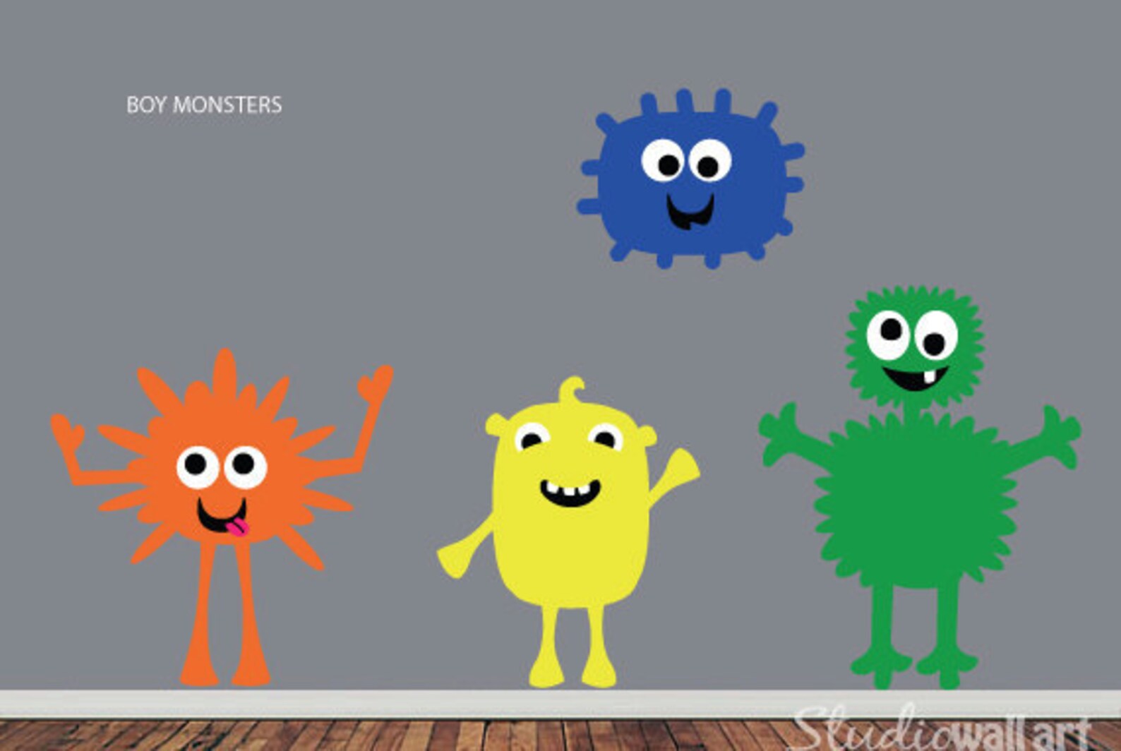 Monsters Wall Decal Childrens REUSABLE Fabric Wall Decal - Etsy