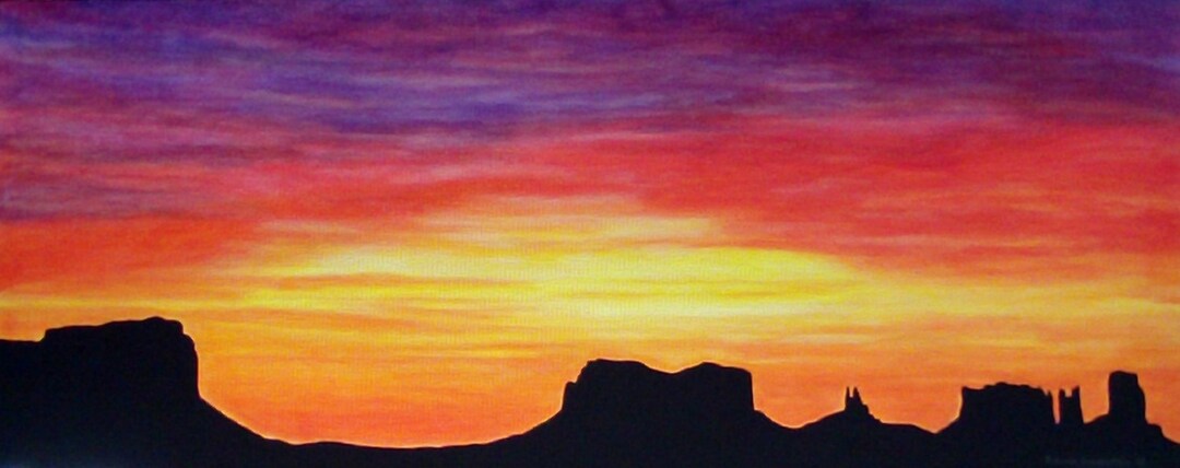 Southwest Desert Sunrise Landscape Painting Rock Formation Colorful ...