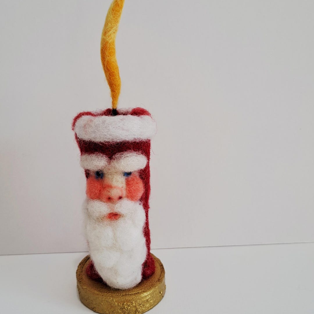 Needle Felted Santa Candle, Christmas Home Decor, Fiber Art - Etsy