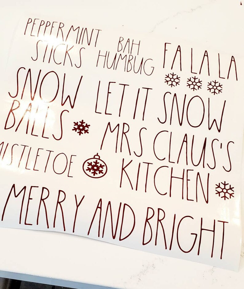 Full Sheet of Christmas Themed Rae Dunn Inspired Decals Free - Etsy Canada