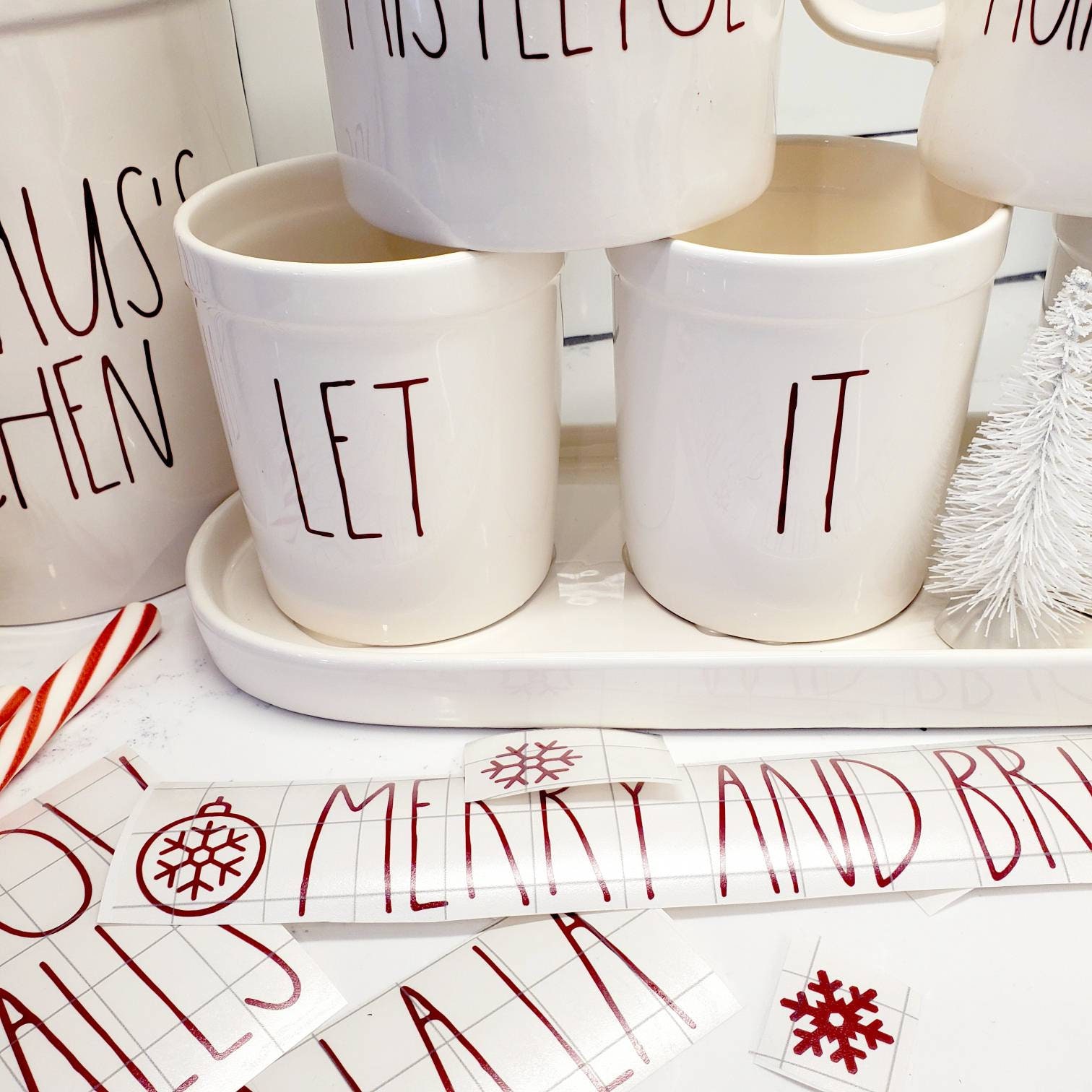 Full Sheet of Christmas Themed Rae Dunn Inspired Decals Free | Etsy