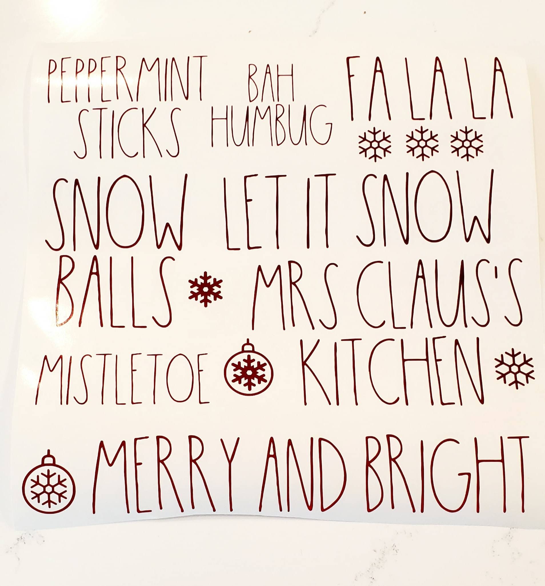 Full Sheet of Christmas Themed Rae Dunn Inspired Decals Free - Etsy Canada