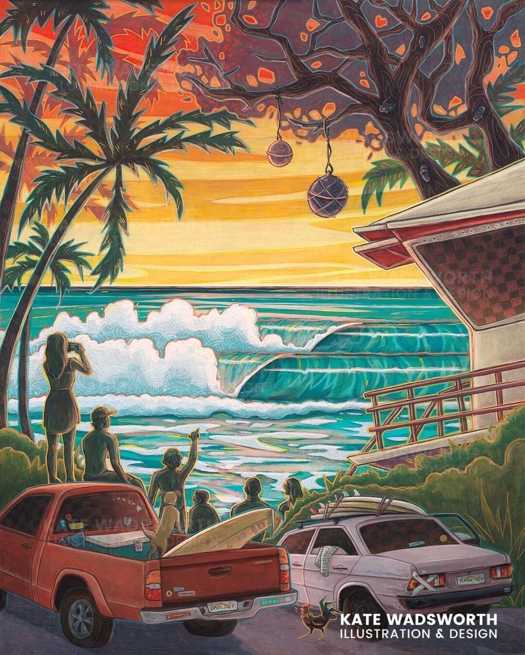 Triple Crown (11x14" Matted Art Print) North Shore, Pipeline, Surf Art ...