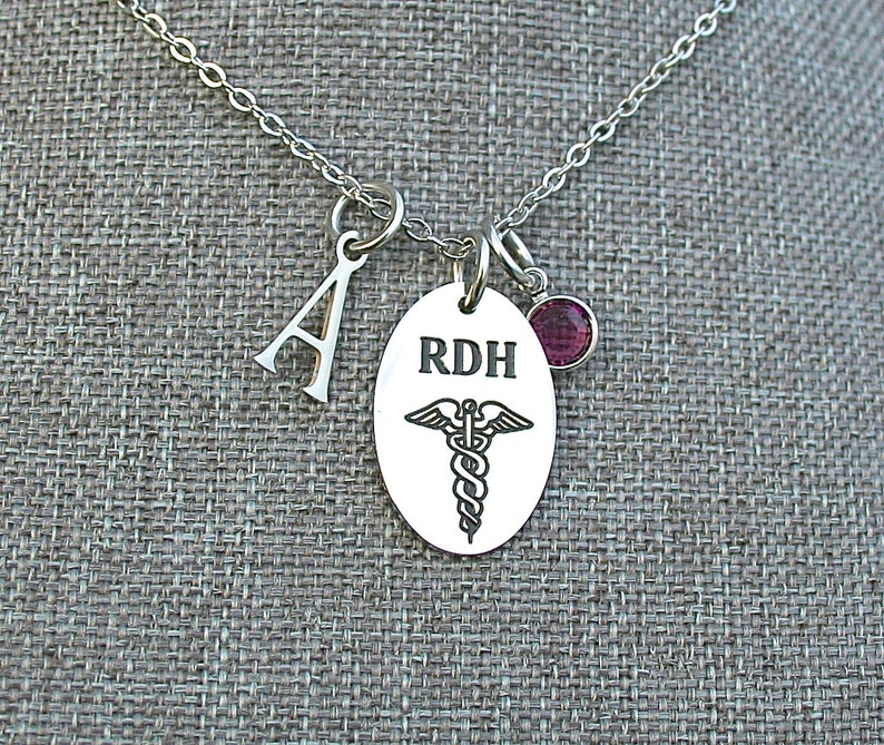 RDH Caduceus Stainless Steel Symbol Charm Necklace, Registered Dental ...