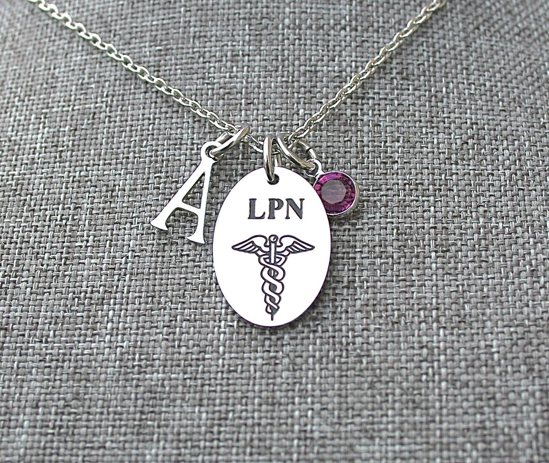 LPN Caduceus Stainless Steel Oval Symbol Charm Necklace, Licensed ...