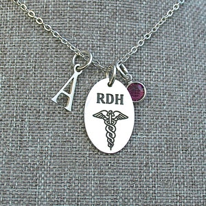 RDH Caduceus Stainless Steel Symbol Charm Necklace, Registered Dental ...