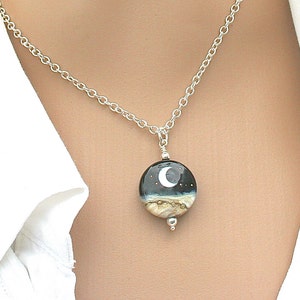 Ocean Necklace, Ocean Wave Blue Pendant, Lampwork Necklace, Sea Glass ...