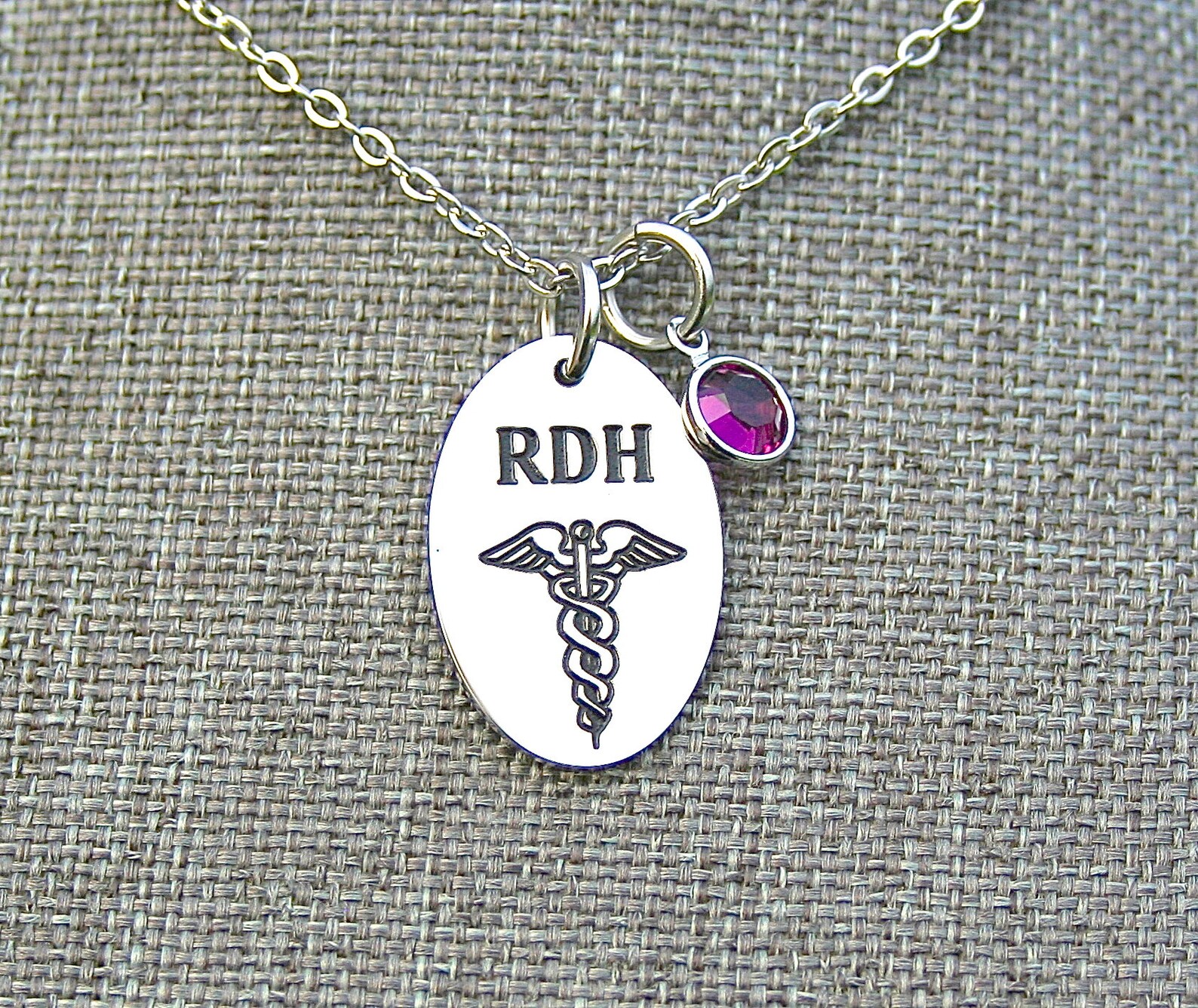 RDH Caduceus Stainless Steel Symbol Charm Necklace, Registered Dental ...