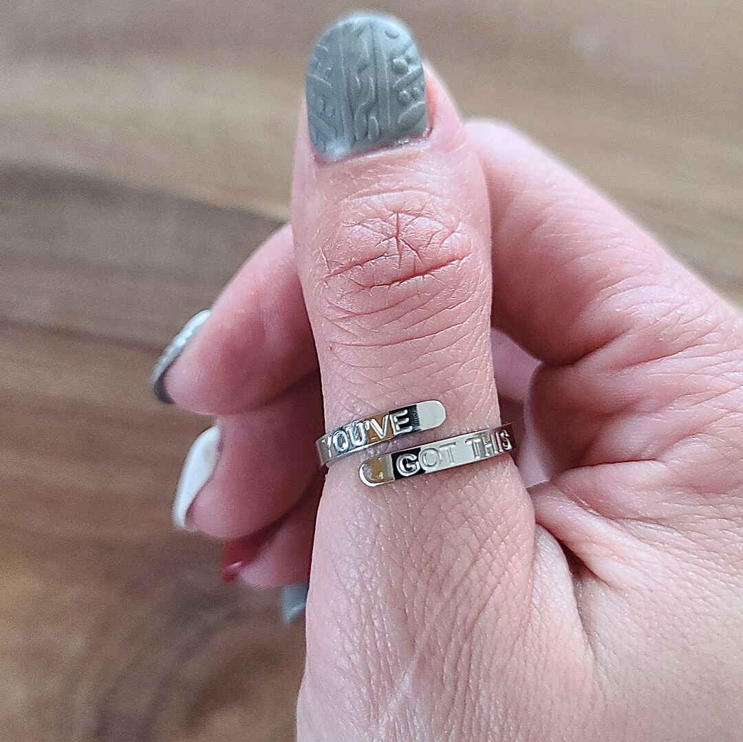 You've Got This Stainless Steel Affirmation Ring, Adjustable Ring, Wrap ...