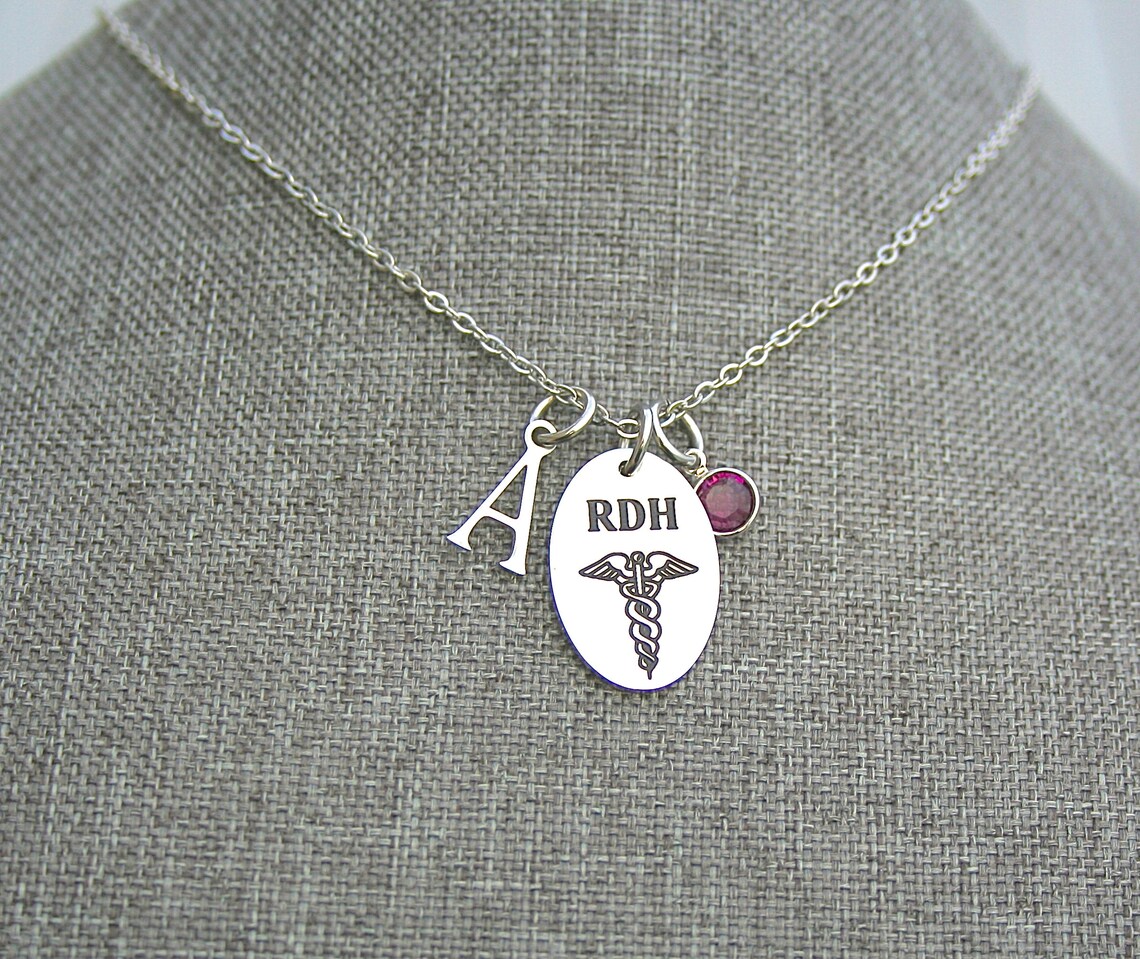 RDH Caduceus Stainless Steel Symbol Charm Necklace, Registered Dental ...