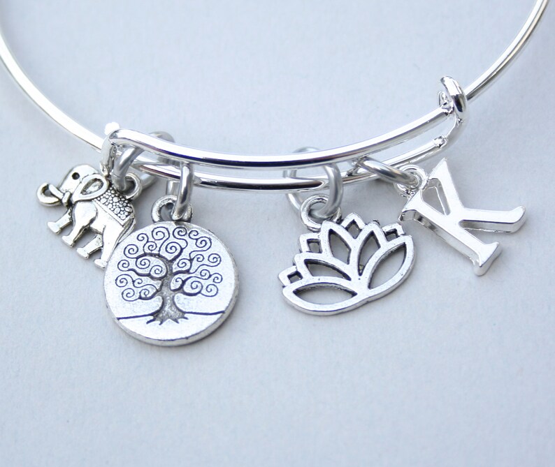 Tree of Life / Elephant /Lotus Flower Meditation Charm Bangle | Etsy