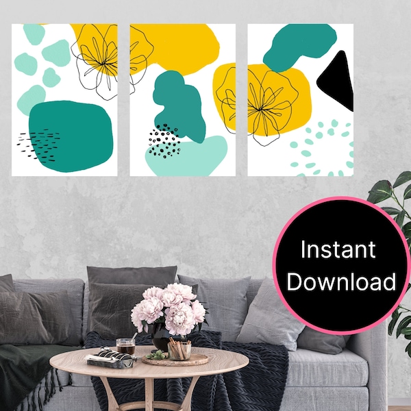 Teal and Yellow - Etsy