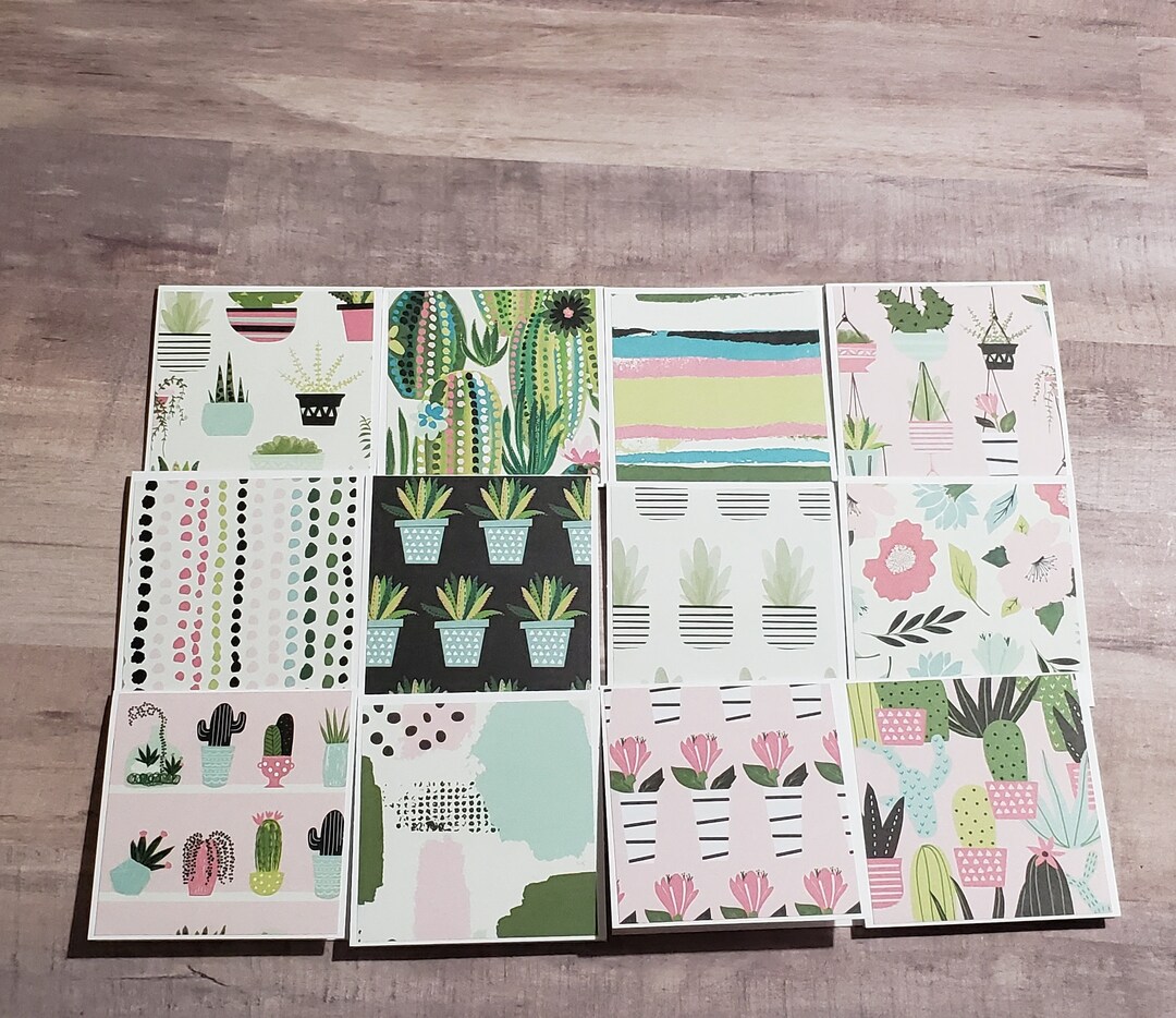 12 Mini Succulent Note Cards - Blank Cards With Envelopes - Thank You ...