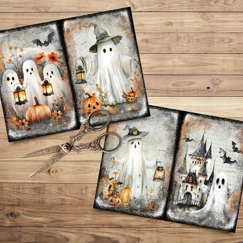 Ghost Junk Journal Pages - Grungy Printable Halloween Paper ...
