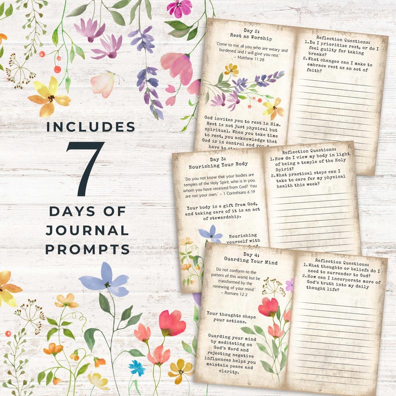 Self Care Devotional Journal - 7 Days of Bible Verses and Prompts ...